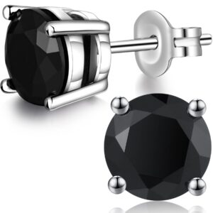 black stud earrings black cubic zirconia earrings fake black diamond earrings women black earrings studs 6mm black cz earrings black stone earrings for women silver black cz stud earrings for women