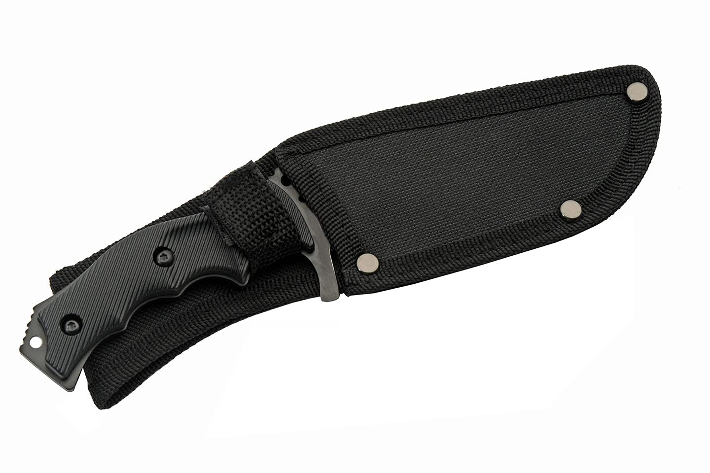 Szco Supplies 8.5” Black Finished Full tang Fixed Blade Saw Back Tracker Survivor Knife With Sheath