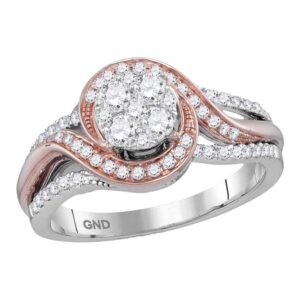 the diamond deal 14kt two-tone gold round diamond cluster bridal wedding engagement ring 5/8 cttw