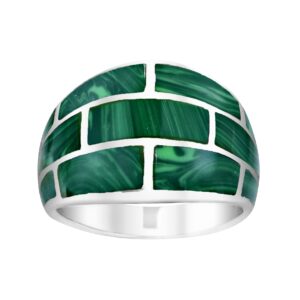 aeravida modern brick blocks of green malachite inlay .925 sterling silver ring (9)