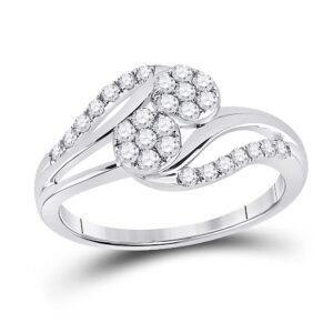 the diamond deal 14kt white gold round diamond cluster bridal wedding engagement ring 1/2 cttw