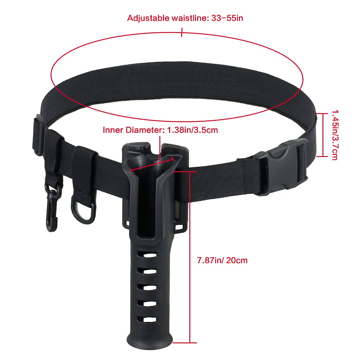 Laelr Waist Rod Holder Belt, Portable Fishing Rod Pole Inserter, Adjustable Fishing Rod Bracket Belt, Waist Rod Rack for Outdoor Fishing