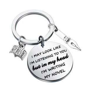 novel writer keychain writer themed gift novelist author gift gift for writer author novelist (head writing my novel)