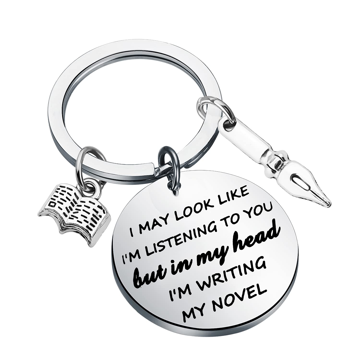 Novel Writer Keychain Writer Themed Gift Novelist Author Gift Gift for Writer Author Novelist (head WRITING MY NOVEL)