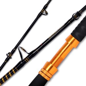 fiblink saltwater fishing rod 1 piece trolling rod deep sea big game conventional boat fishing pole heavy duty spiral wrapped rod (6',80-120lb)