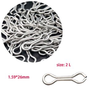 HTHYLURE Fishing Sinker Eyes Eyelets Figure 8 Snap 100pcs/set for Lead Weights Molds Tackle Accessories Long Sinker Eyes-Eyelets Stainless Steel DIY Fishing Lures Eyelets Loops Eyelets Swivels Clip