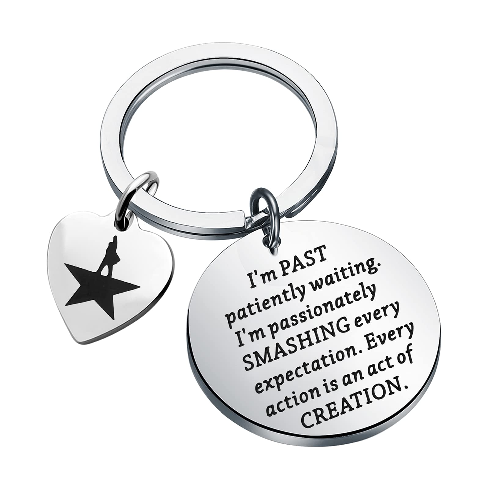 bobauna Hamilton Inspired Gift Hamilton Musical Keychain Broadway Jewelry For Musical Lover Fans (PAST patiently waiting keychain)