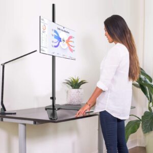 Single Monitor Mount, Extra Long Monitor Stand, 47 inch Pole Black Stand, Monitor Desk Mount, Single Desk Mount Stand, Computer Screen Mount, VESA Computer Desk Mount, Single Monitor Arm Stand