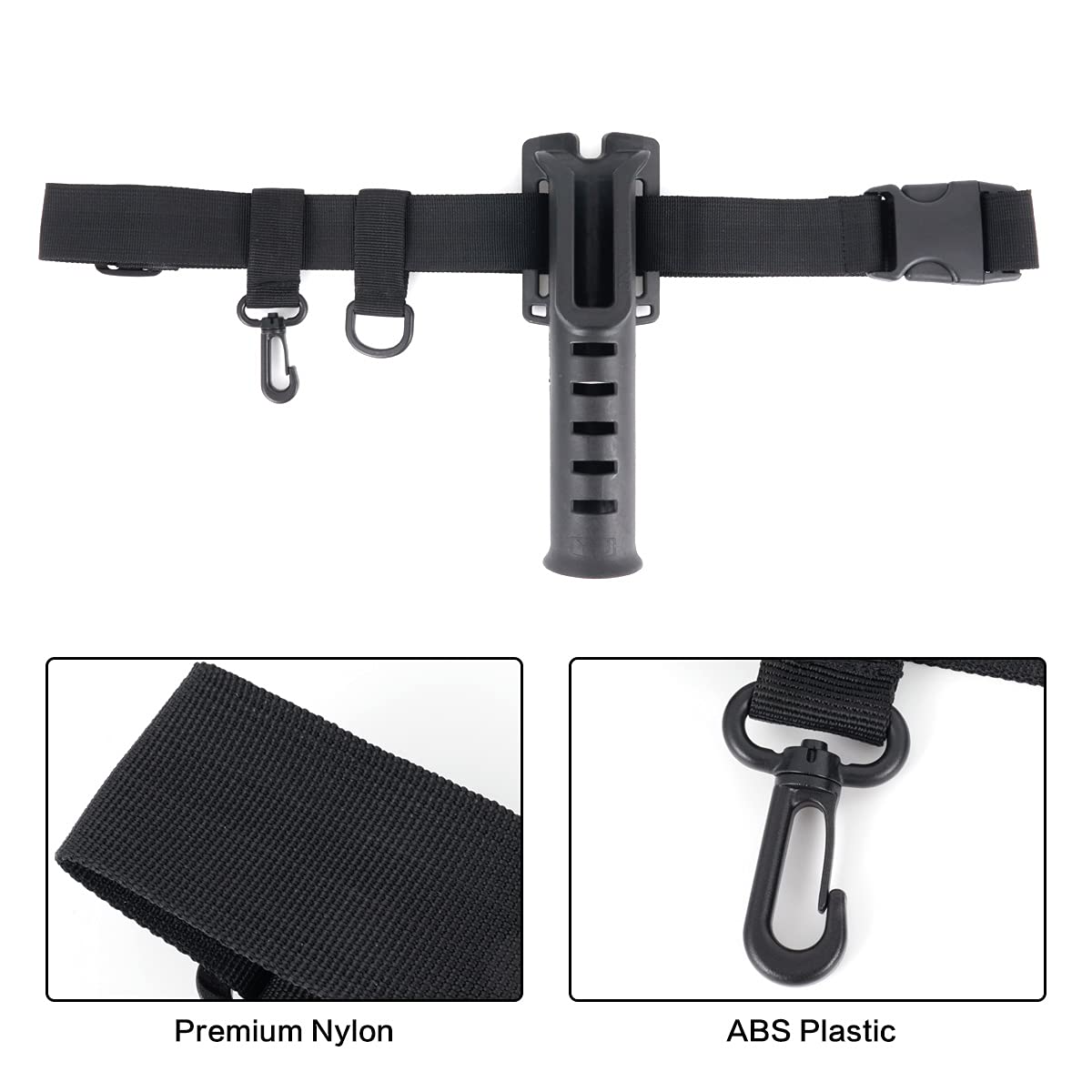 Laelr Waist Rod Holder Belt, Portable Fishing Rod Pole Inserter, Adjustable Fishing Rod Bracket Belt, Waist Rod Rack for Outdoor Fishing