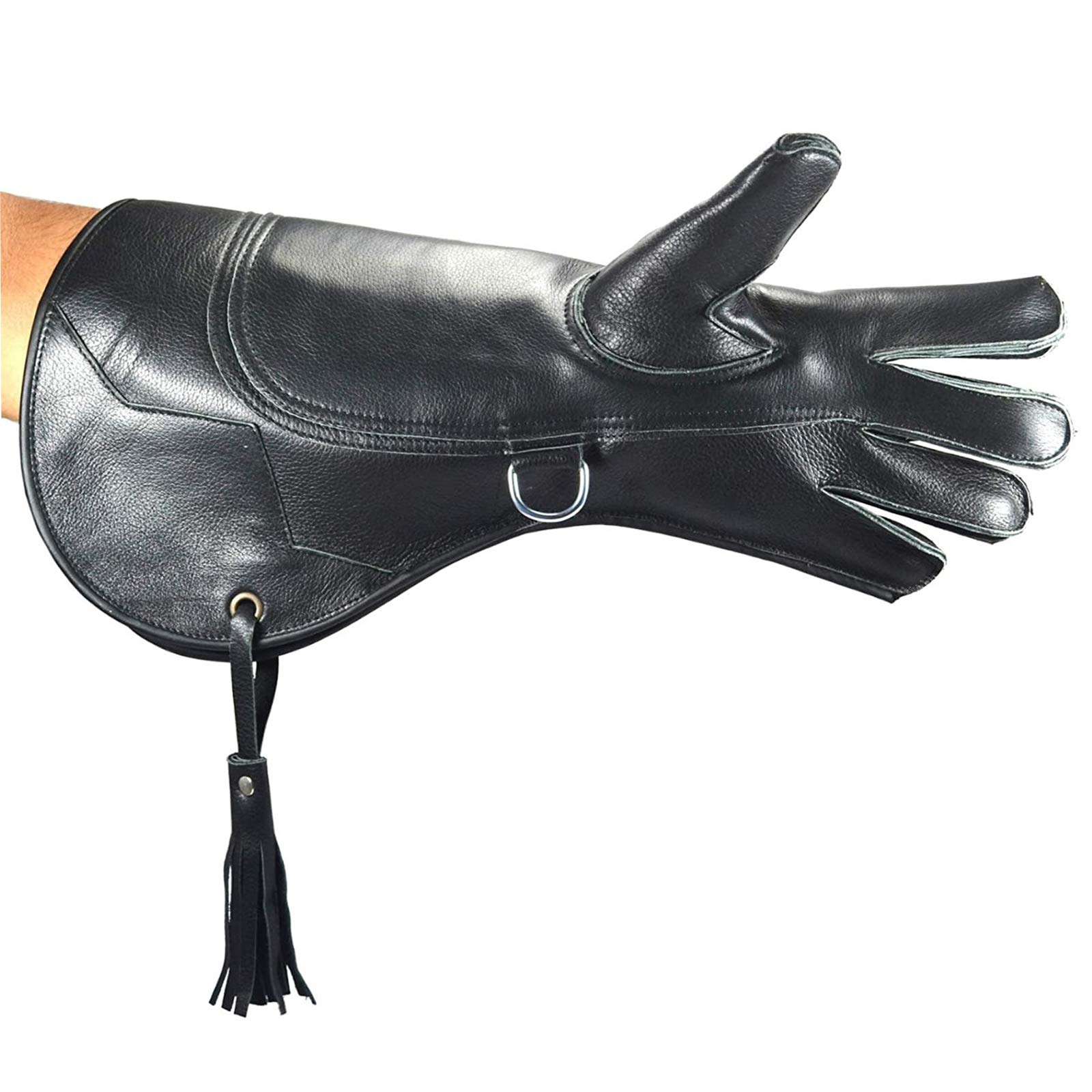 Medent Black Shiny Nubuck Leather Traditional Falconry Gloves Eagle Hunting Raptor Bird Pet Hawk - Left Hand