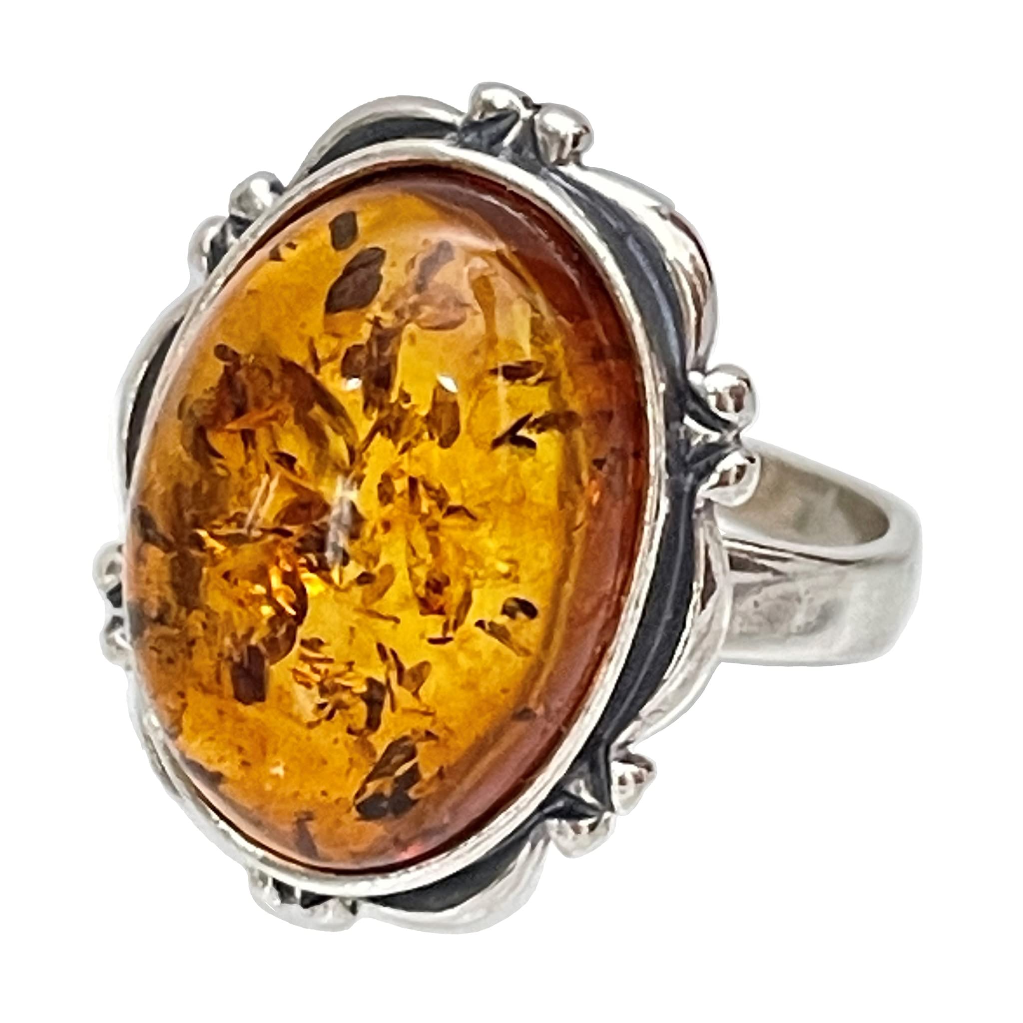 Gift Shoppe By Nina Natural Baltic Honey Amber And Sterling Silver Ring. Vintage Oval Amber Ring (6)