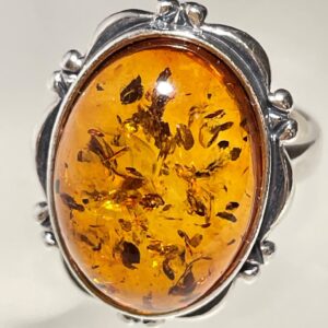 Gift Shoppe By Nina Natural Baltic Honey Amber And Sterling Silver Ring. Vintage Oval Amber Ring (6)