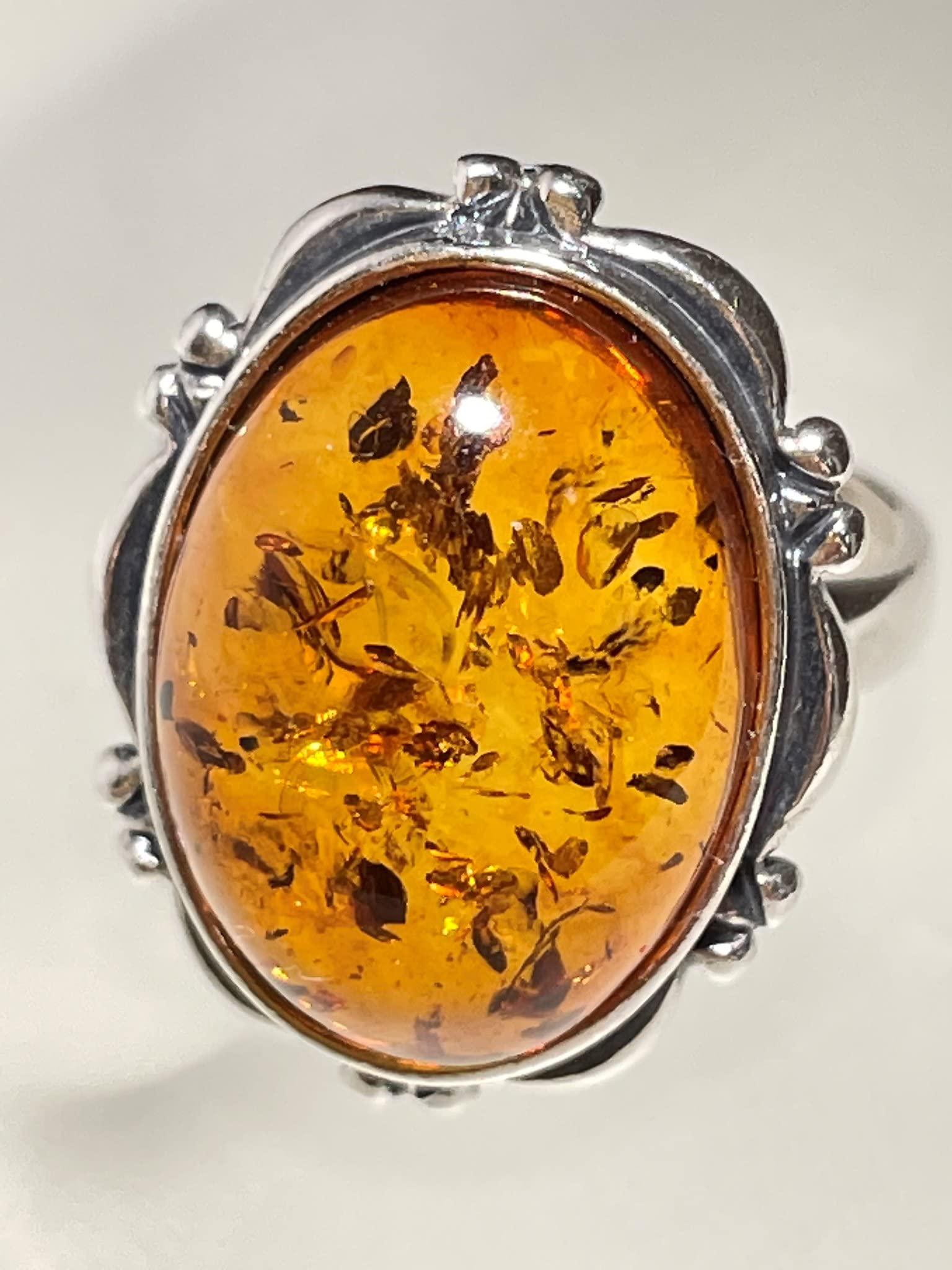 Gift Shoppe By Nina Natural Baltic Honey Amber And Sterling Silver Ring. Vintage Oval Amber Ring (6)