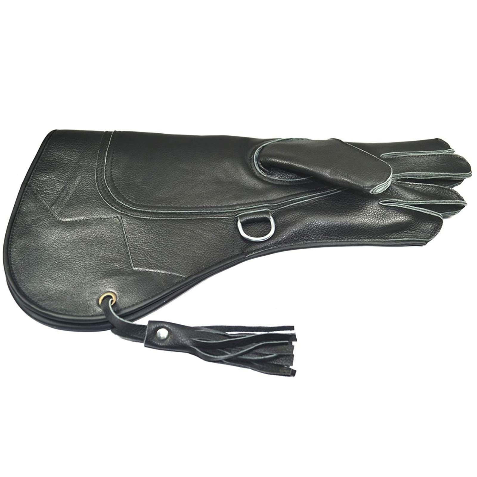 Medent Black Shiny Nubuck Leather Traditional Falconry Gloves Eagle Hunting Raptor Bird Pet Hawk - Left Hand