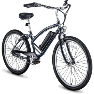 hurley electric bikes kickflip beach cruiser single speed e-bike (navy, medium / 16 fits 5'4"-6'1")