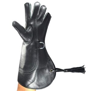 Medent Black Shiny Nubuck Leather Traditional Falconry Gloves Eagle Hunting Raptor Bird Pet Hawk - Left Hand