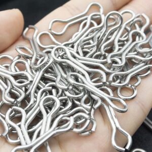 HTHYLURE Fishing Sinker Eyes Eyelets Figure 8 Snap 100pcs/set for Lead Weights Molds Tackle Accessories Long Sinker Eyes-Eyelets Stainless Steel DIY Fishing Lures Eyelets Loops Eyelets Swivels Clip