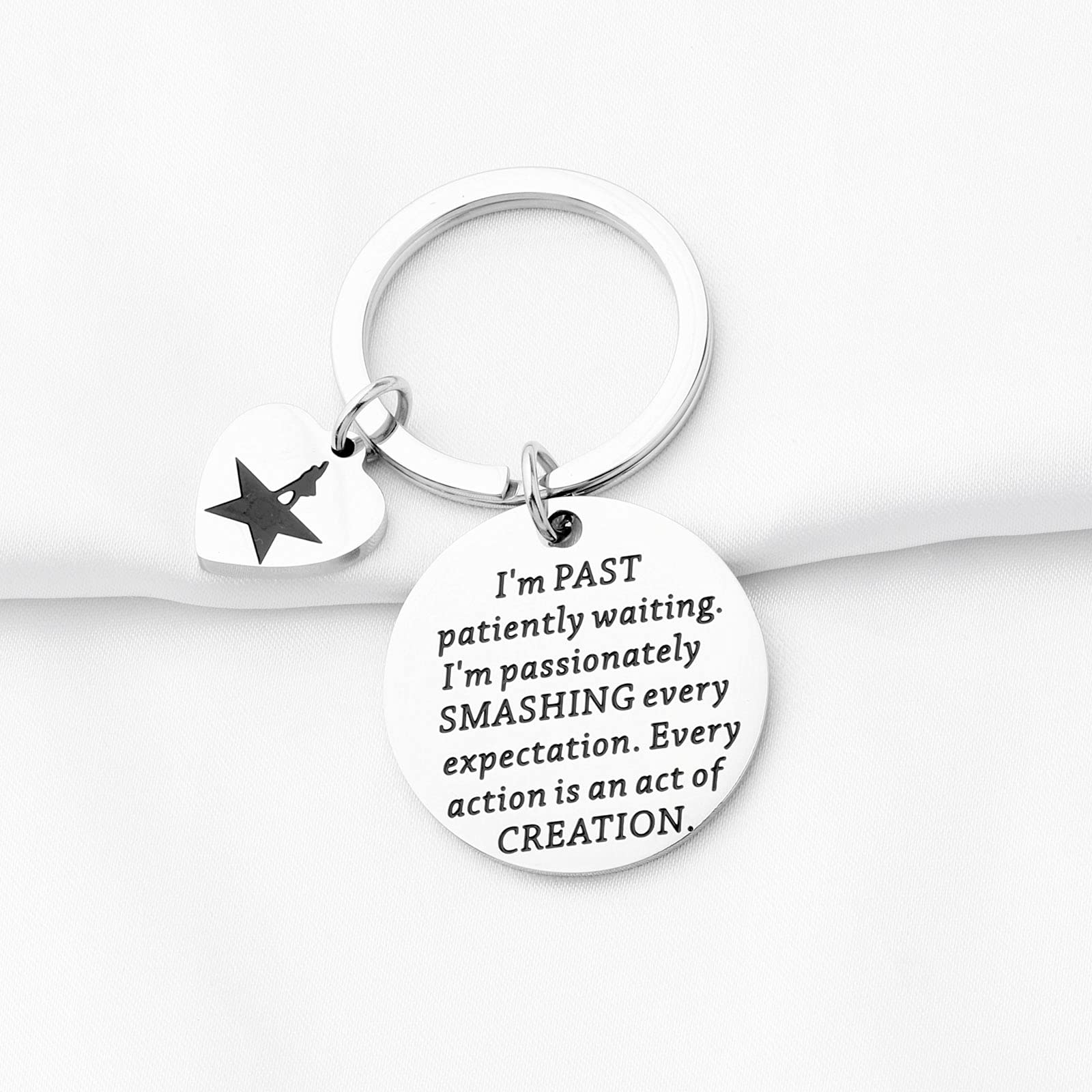 bobauna Hamilton Inspired Gift Hamilton Musical Keychain Broadway Jewelry For Musical Lover Fans (PAST patiently waiting keychain)