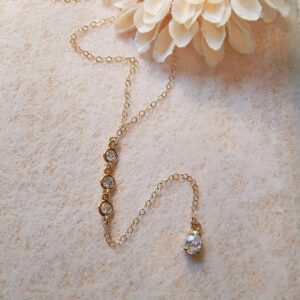 Kyerlyn 14K Gold Plated Cubic Zirconia Y Lariat Necklace Long Waterdrop Diamond Chain Pendant Y Necklace for Women Fashion Jewelry