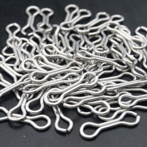 HTHYLURE Fishing Sinker Eyes Eyelets Figure 8 Snap 100pcs/set for Lead Weights Molds Tackle Accessories Long Sinker Eyes-Eyelets Stainless Steel DIY Fishing Lures Eyelets Loops Eyelets Swivels Clip