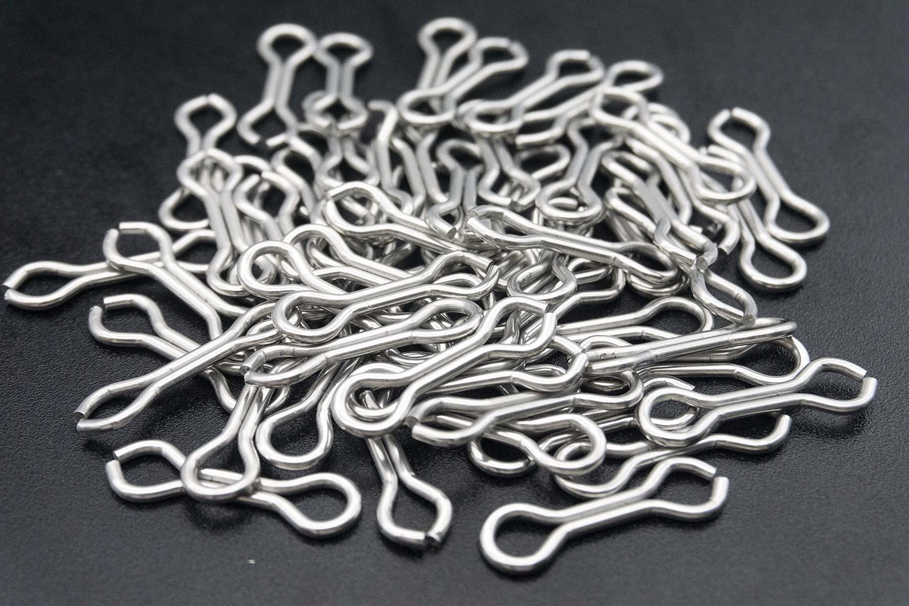 HTHYLURE Fishing Sinker Eyes Eyelets Figure 8 Snap 100pcs/set for Lead Weights Molds Tackle Accessories Long Sinker Eyes-Eyelets Stainless Steel DIY Fishing Lures Eyelets Loops Eyelets Swivels Clip