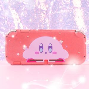 BelugaDesign Pink Puff Ball Switch Case | Glitter Anime Video Game Smash Star Allies Land Japanese Pastel Cover | Soft Snap-On Shell Compatible with Nintendo Switch Lite (Switch Lite, Clear Pink)