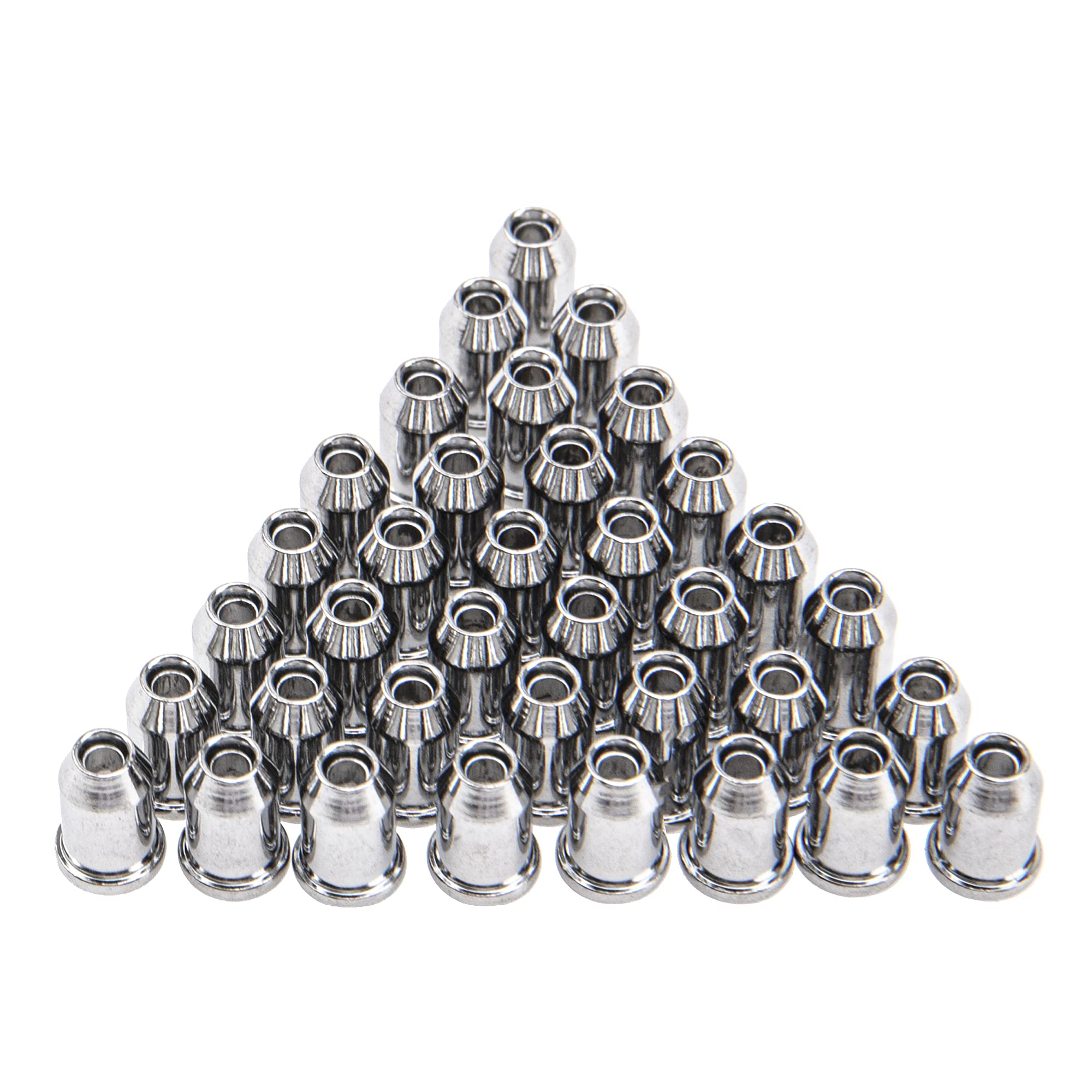 36Pcs Yootones Metal Guitar Ferrules Through-Body String Mounting Ferrules Compatible with Guitar Replacement (Silver)