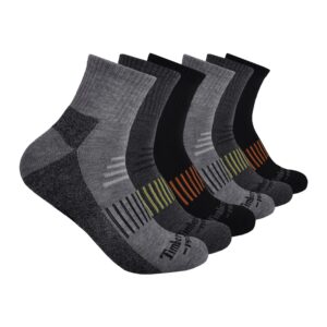 timberland pro men's 6-pack half cushioned quarter socks, multi, large