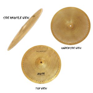 Low Volume Cymbal Pack Golden Mute Cymbal 14"Hi-hat+16"Crash+18'Crash+20"Ride Quiet Drum Cymbal Pack for Practice