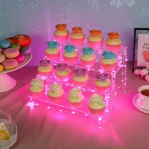 YestBuy Display Shelf Cake Stand – 4 Tier Shelf Cupcake Stand – Multifunctional and Durable Acrylic Stand – Mounting Hardware Included – Ideal for Desserts, Cosmetics, Glassware, Figurines