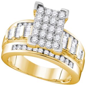 the diamond deal 10kt yellow gold round diamond cluster bridal wedding engagement ring 1/2 cttw