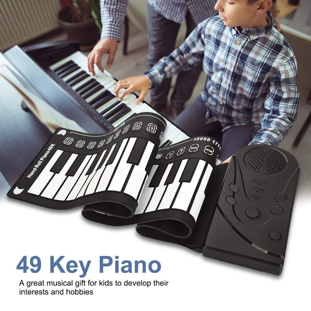 49 Keys Roll Up Piano Upgraded Portable Electronic Keyboard Hand Rolling Up Piano Plastic and Silicone Piano for Adult Flexible & Foldable