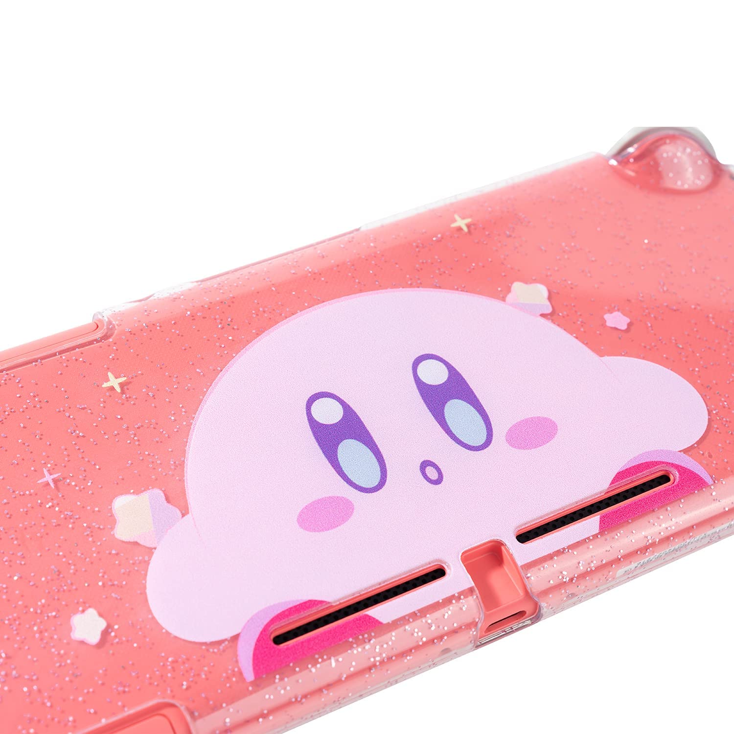 BelugaDesign Pink Puff Ball Switch Case | Glitter Anime Video Game Smash Star Allies Land Japanese Pastel Cover | Soft Snap-On Shell Compatible with Nintendo Switch Lite (Switch Lite, Clear Pink)