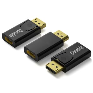 displayport to hdmi adapter 3 pack, 4k uni-directional gold plated dp pc to hdmi monitor, male to female converter, compatible with displayport source devices