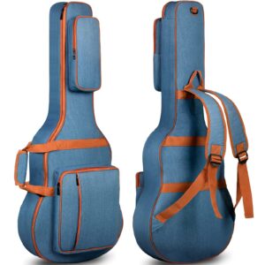 cahaya acoustic guitar gig bag 0.35inch padded guitar bag soft denim guitar case with three large storage pockets guitar case cover for 40 41 42 inch guitars