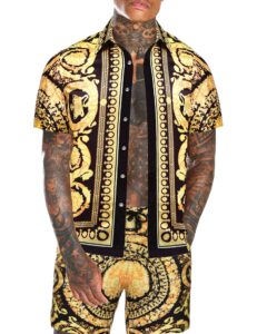 men outfits 2 piece outfits track suits set aloha two piece outfit casual button down shirts short sleeve bape shirts floral button down shirt camisas de moda para hombre gold