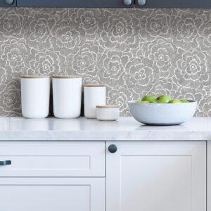 NuWallpaper NUS4047 Charcoal Saraya Peel & Stick Wallpaper, Grey