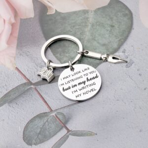 Novel Writer Keychain Writer Themed Gift Novelist Author Gift Gift for Writer Author Novelist (head WRITING MY NOVEL)