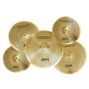 low volume cymbal pack golden mute cymbal 14"hi-hat+16"crash+18'crash+20"ride quiet drum cymbal pack for practice