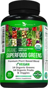 potent garden organic superfood greens, fruit and veggies supplement rich in vitamins & antioxidants with alfalfa, beet root & tart cherry to boost energy, immunity & gut health, greens tablets 60 ct