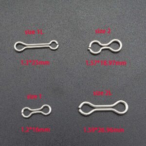 HTHYLURE Fishing Sinker Eyes Eyelets Figure 8 Snap 100pcs/set for Lead Weights Molds Tackle Accessories Long Sinker Eyes-Eyelets Stainless Steel DIY Fishing Lures Eyelets Loops Eyelets Swivels Clip