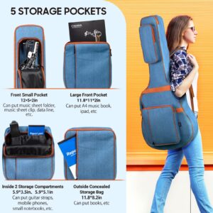 CAHAYA Acoustic Guitar Gig Bag 0.35inch Padded Guitar Bag Soft Denim Guitar Case with Three Large Storage Pockets Guitar Case Cover for 40 41 42 Inch Guitars