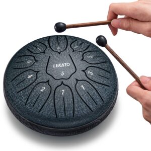 lekato steel tongue drum 6 inch 11 note,rain drum for outside garden handpan drum for musical education zen meditation yoga,perfect for families/friends, navy blue