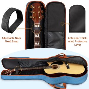 CAHAYA Acoustic Guitar Gig Bag 0.35inch Padded Guitar Bag Soft Denim Guitar Case with Three Large Storage Pockets Guitar Case Cover for 40 41 42 Inch Guitars