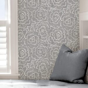 NuWallpaper NUS4047 Charcoal Saraya Peel & Stick Wallpaper, Grey