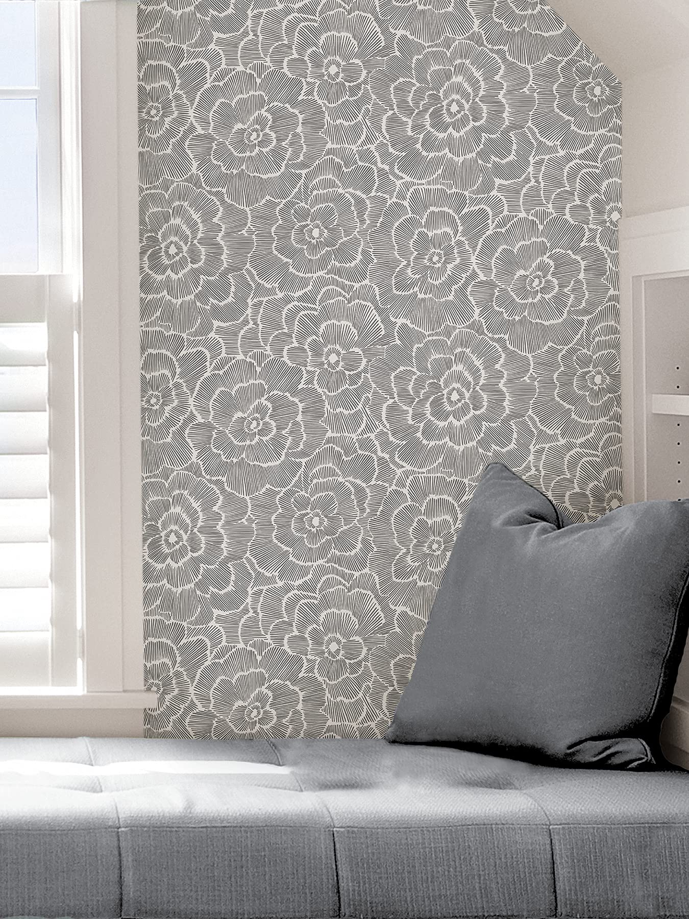 NuWallpaper NUS4047 Charcoal Saraya Peel & Stick Wallpaper, Grey