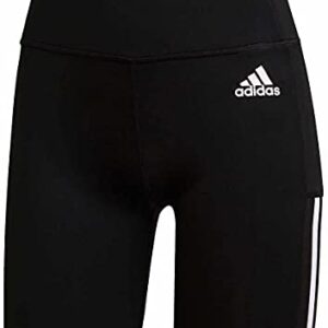 adidas Women's 3-Stripe High Waist Bike Shorts, Black/White X-Large