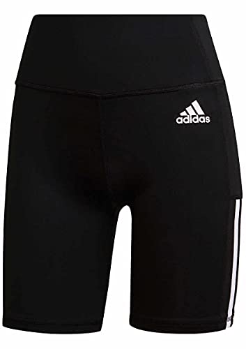 adidas Women's 3-Stripe High Waist Bike Shorts, Black/White X-Large