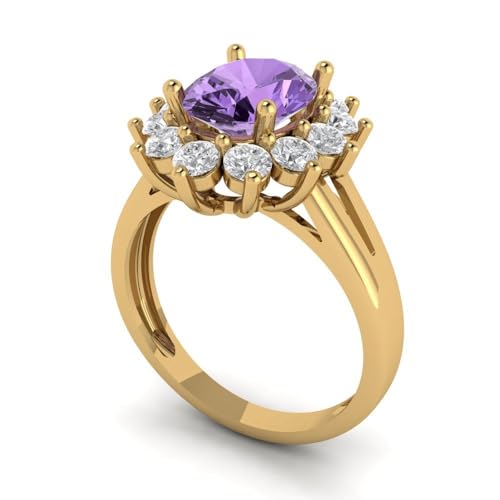 Clara Pucci 2.72ct oval cut simulated alexandrite 14k yellow gold engraving anniversary engagement wedding halo ring size 10 us