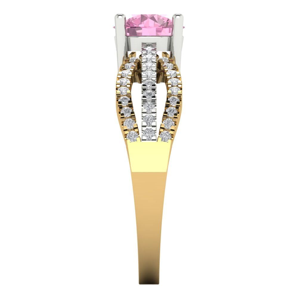 1.25 Carat Round cut Custom Engraving accent Pink faux Diamond Engagement Everlasting Ring 14k yellow White Gold 9